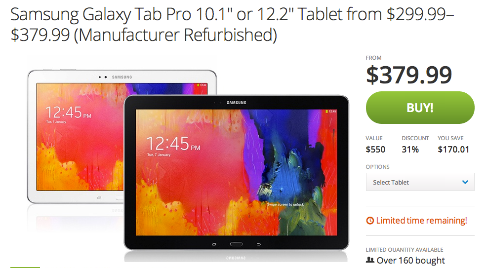 Groupon Hosts Deal on Samsung Galaxy Tab Pro 10.1 and 12.2, Starting at ...