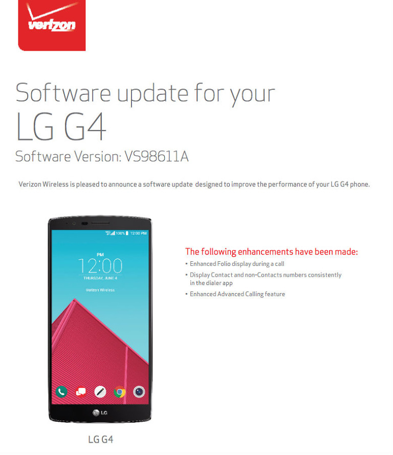 Verizon LG G4 Update Live, Brings Enhanced Advanced Calling