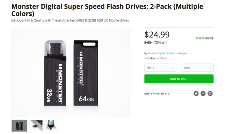 Deal: 2-Pack of Monster Digital Super Speed OTG Flash Drives, $25