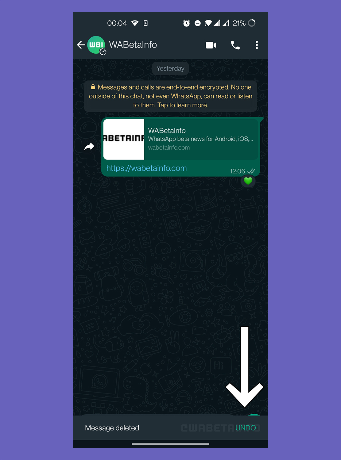 WhatsApp Testing Undo Delete Feature on Android WhatsApp Testing Undo Delete Feature on Android